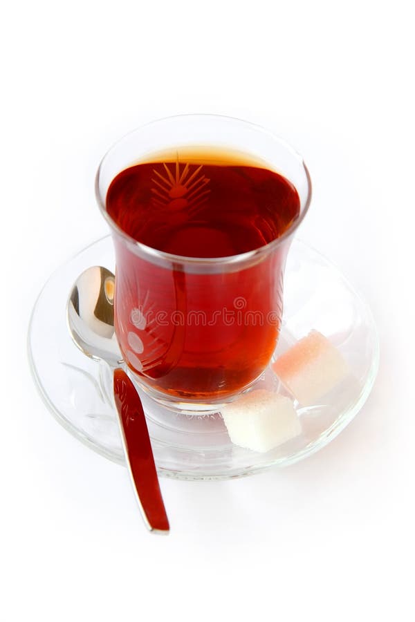 Een Glas Thee Met Suikerklontjes Stock Foto - Image of rood, gemengd ...