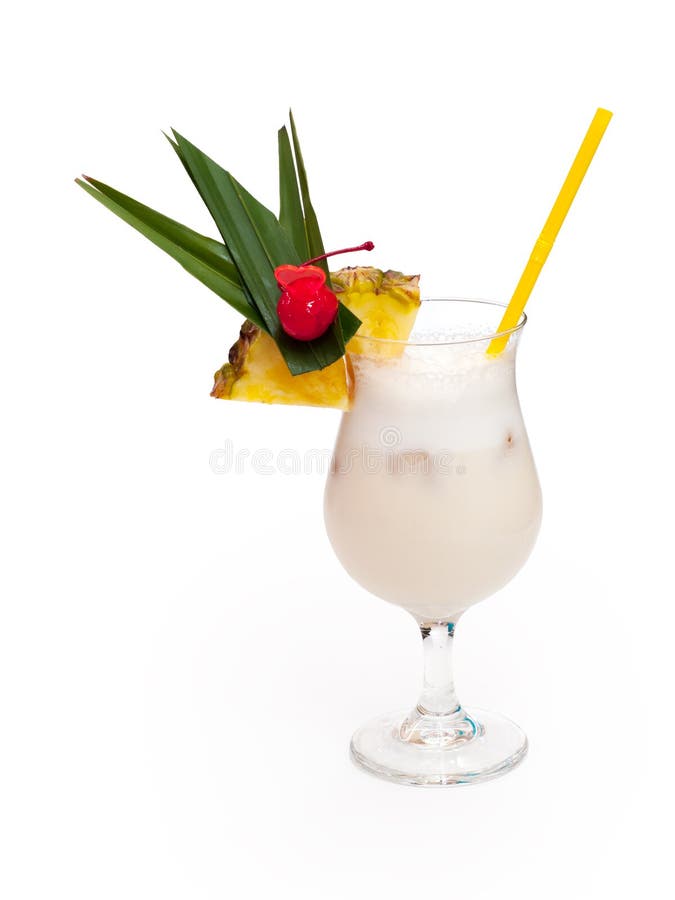 Glas Van Alcoholische Witte Drank Met Ananas, Kers En Ijs Stock ...