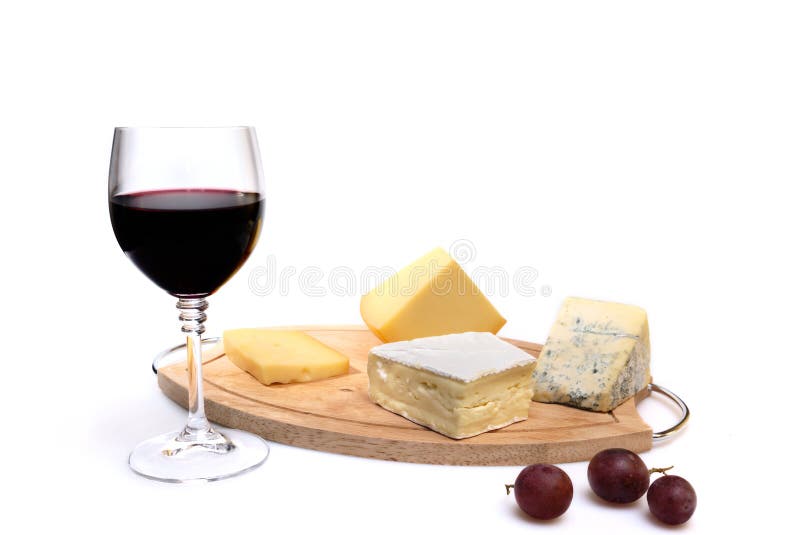 Twee Glazen Wijn, Druiven, Kaas En Crackers Stock Foto - Image of ...