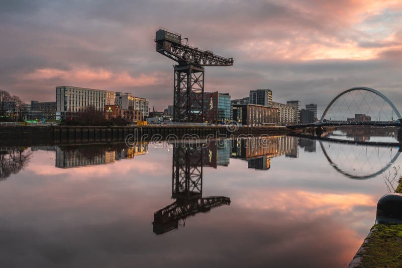 Glasgow with the Clyde Arch Bridge Over the Clyde River Stock Image ...