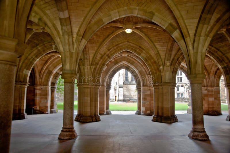 Arches and Pillars at Glasgow University Building Stock Image - Image ...