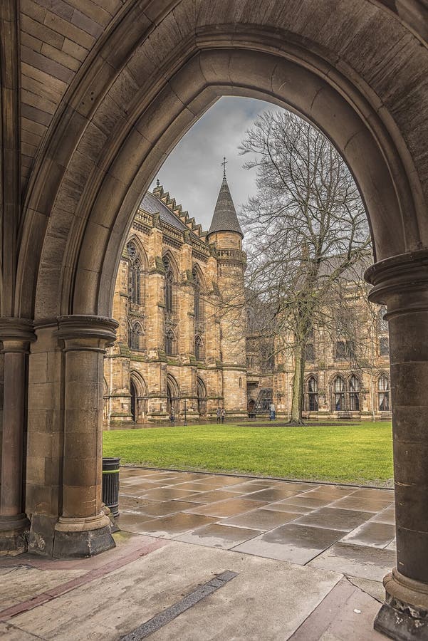Arches and Pillars at Glasgow University Building Stock Image - Image ...
