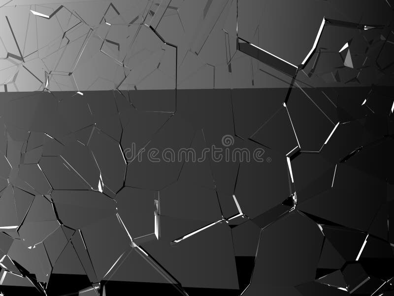 Glasplatten Zerbrochen Oder Auf Schwarzem Geknackt Stock Abbildung ...