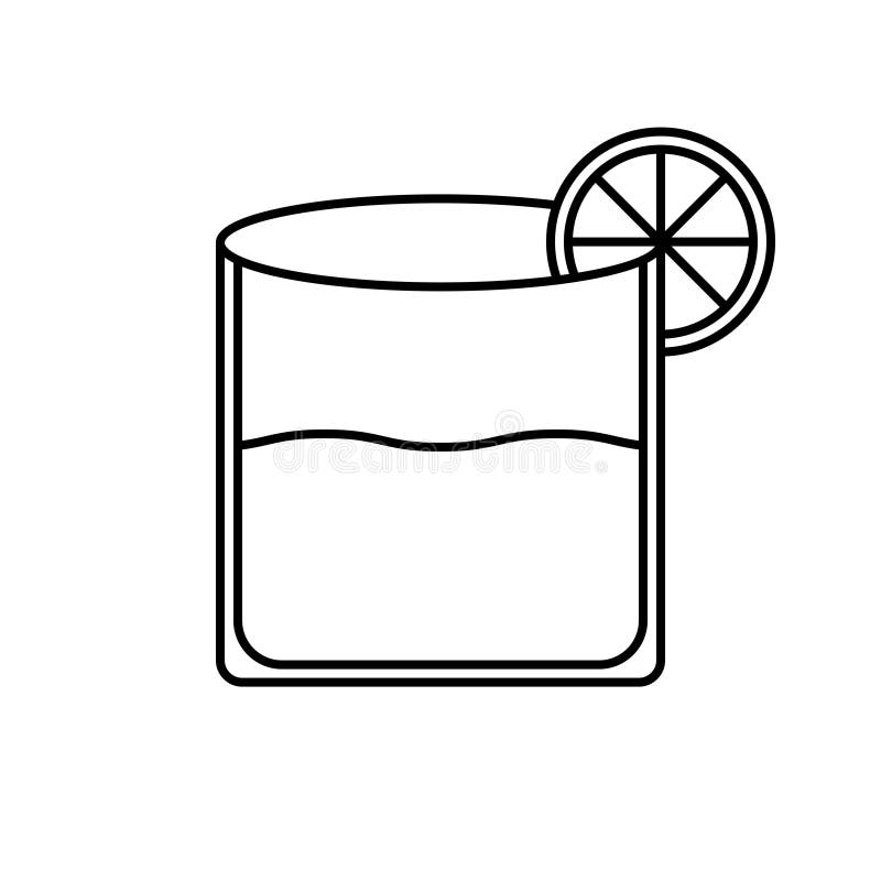 Rock Glass Icon with Water and Strew. Simple, Line, Silhouette and ...