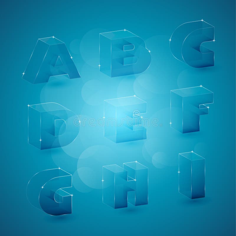 Glass 3d letters stock vector. Illustration of font, school - 26611476