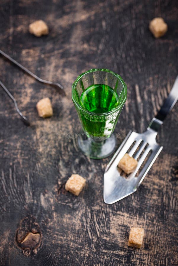Glass of Absinthe with Cane Sugar Stock Image - Image of cocktail ...