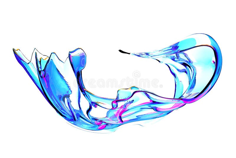 Glass of Abstract Shape. Liquid Water Splash Stock Illustration ...