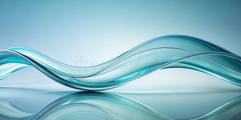 Glass Abstract Waves Shape the Background Floating Light Blue Elegant ...