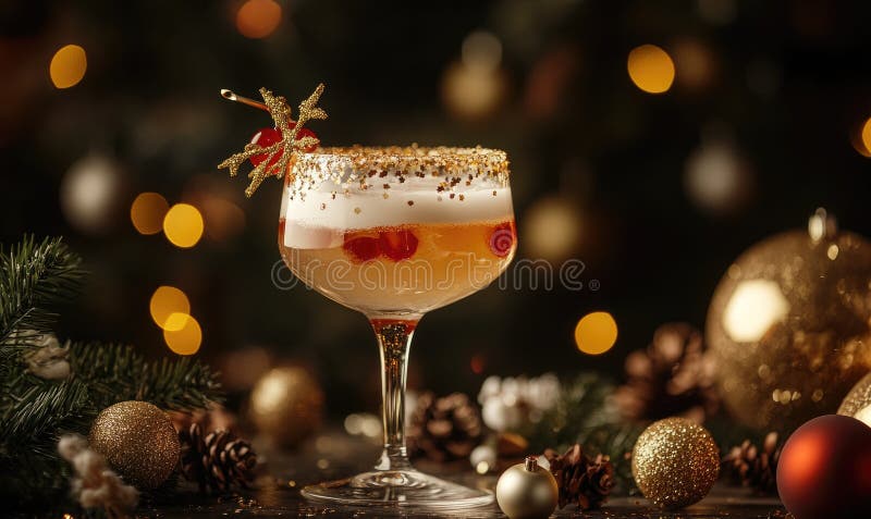 A Glass of Alcohol with a Garnish on Top Stock Image - Image of alcohol ...