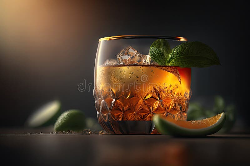 Glass of Alcohol. Illustration Generative AI Stock Illustration ...