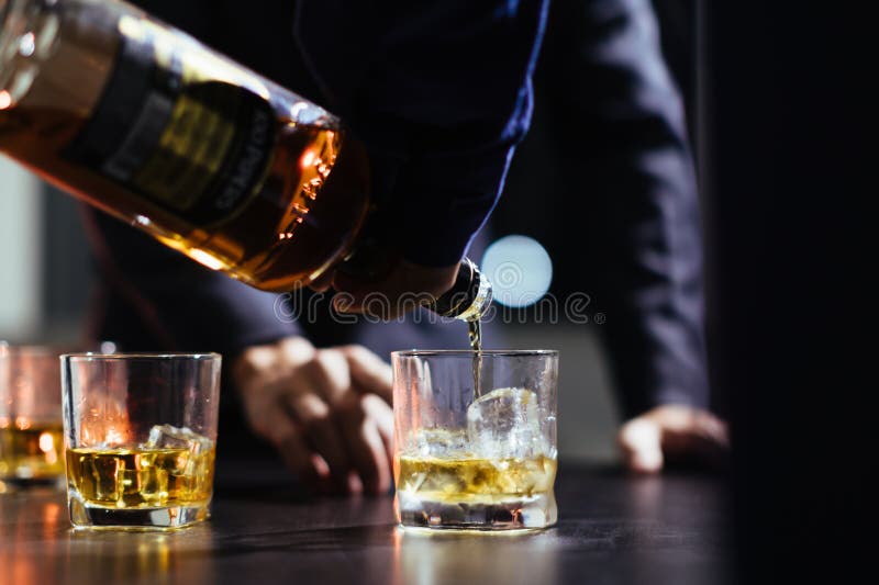 Glass of Alcohol is Left on Table after Drinking with Friends in Office ...