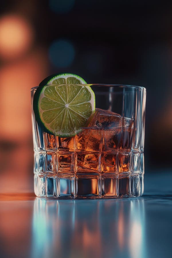Glass of alcohol with lime stock image. Image of alcohol - 380134303