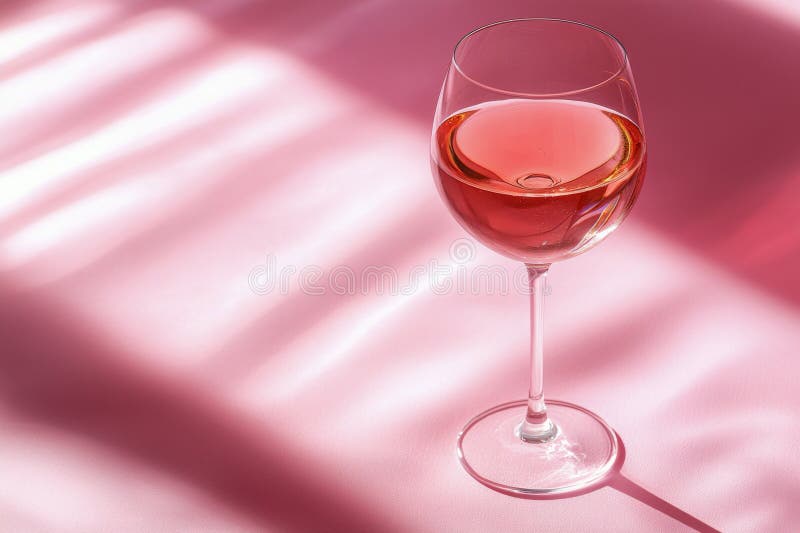 A Glass of Amber Wine on a Soft Pink Background with Warm Sunlight ...