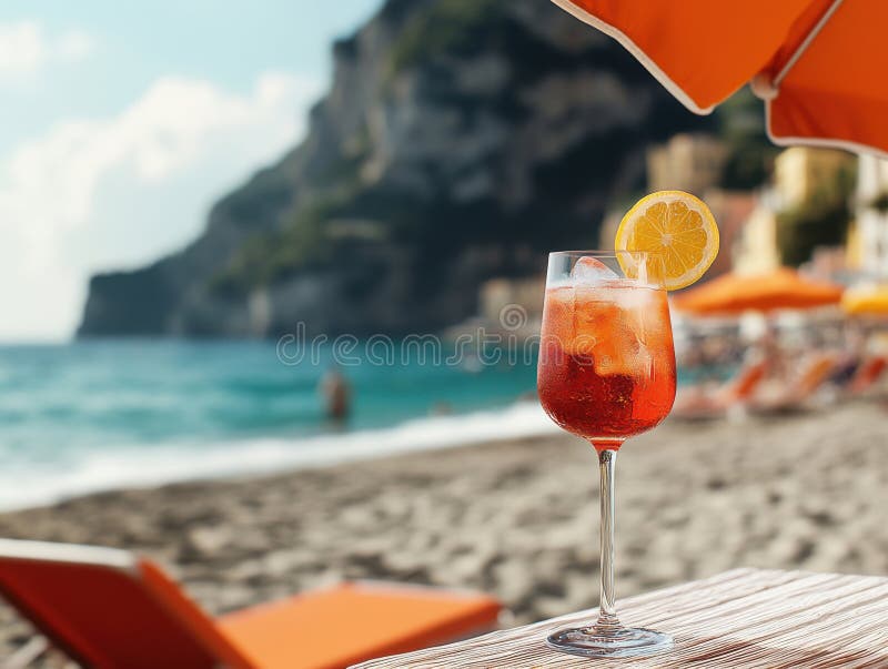 Glass of Aperol Spritz Cocktail Stock Illustration - Illustration of ...