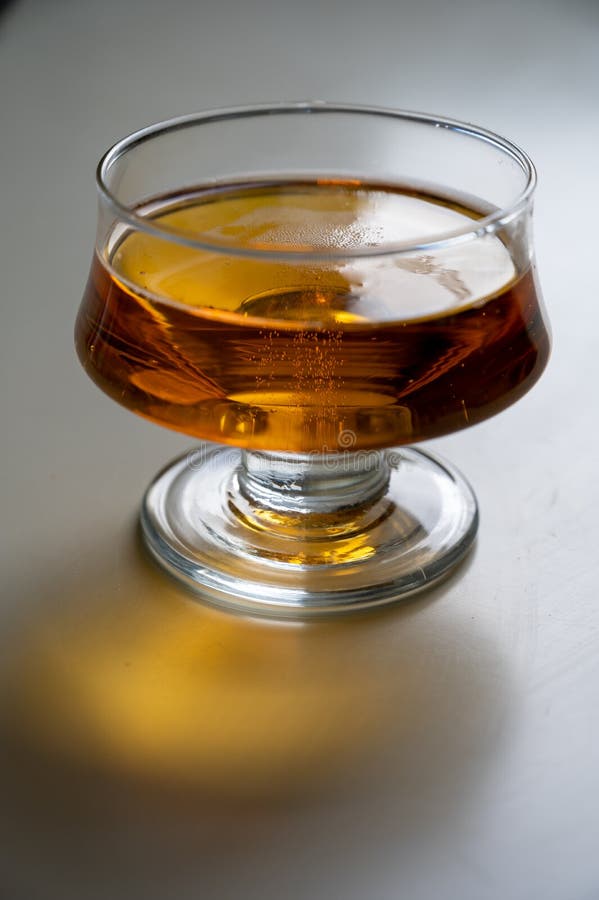 Glass of Apple Cider Drink on White Table, Normandy, France Stock Image ...