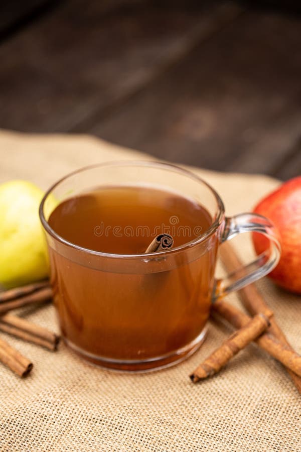 Glass with Apple Cider on Table Stock Photo - Image of fruit, juice ...