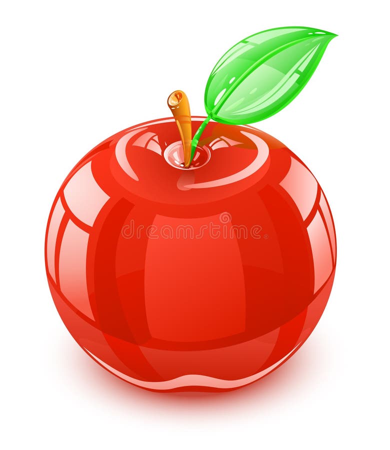 Glass apple with leaf stock vector. Illustration of shine - 15604134
