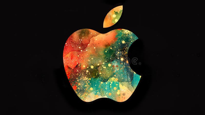 A Glass Apple Logo Sits on a Dark, Reflective Surface. Stock Photo ...