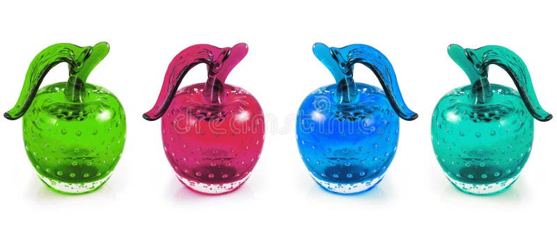 Glass Apples on a White Background. Panorama / Banner Stock Photo ...