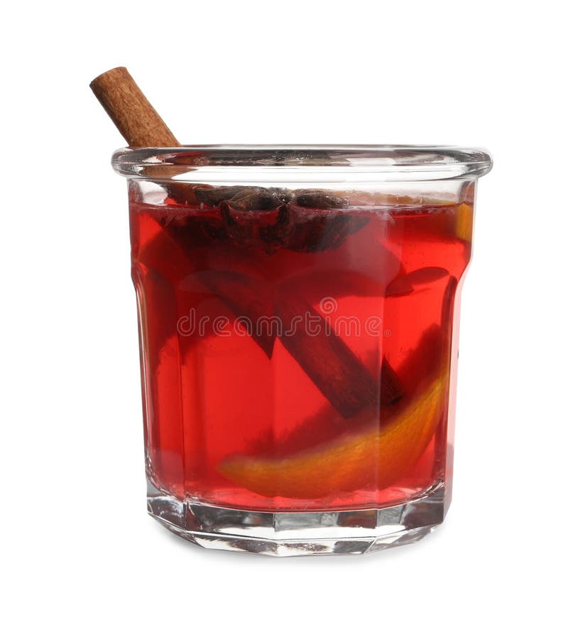 Glass of Aromatic Punch Drink Isolated on White Stock Image - Image of ...