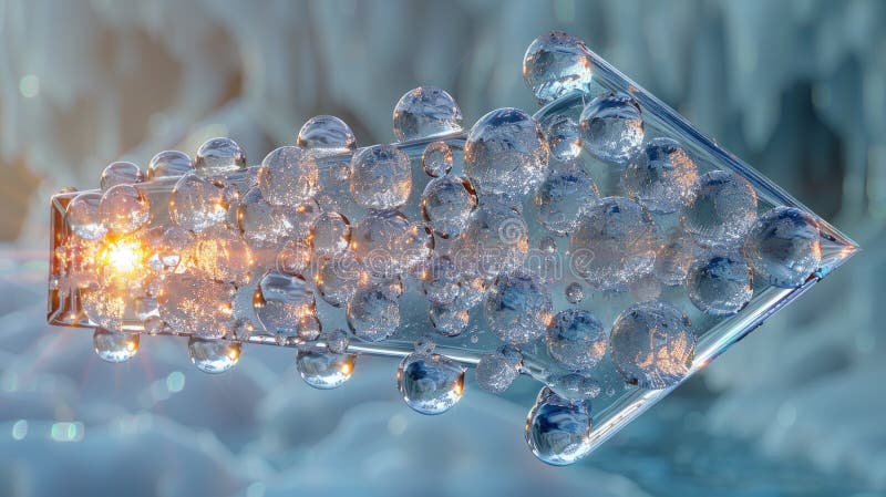 Glass Arrow with Bubbles Inside, Icy Background. Stock Illustration ...