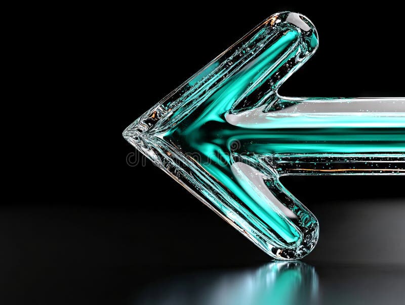 A Glass Arrow Pointing To the Right on a Black Surface Stock Photo ...