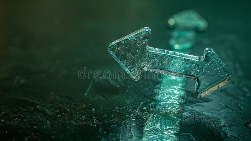 Glass Arrows on a Textured Surface, Reflective and Transparent. Stock ...