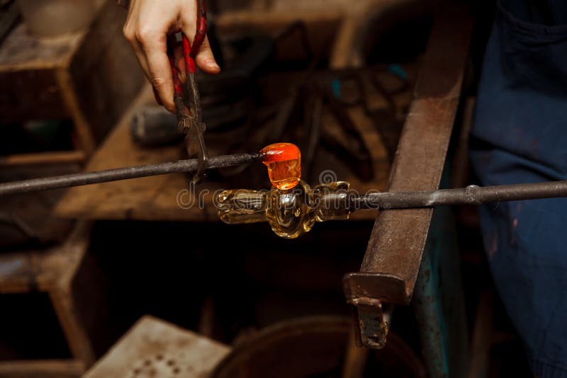 Glass Artist in Her Workshop Making Glassware Stock Image - Image of ...