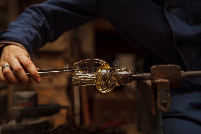 Glass Artist in Her Workshop Making Glassware Stock Image - Image of ...