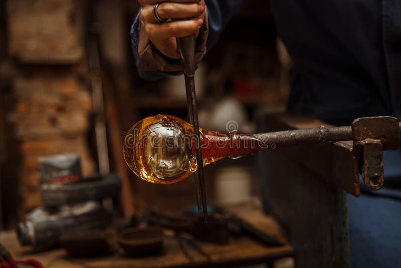 Glass Artist in Her Workshop Making Glassware Stock Image - Image of ...