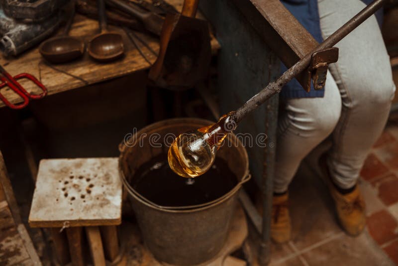 Glass Artist in Her Workshop Making Glassware Stock Image - Image of ...