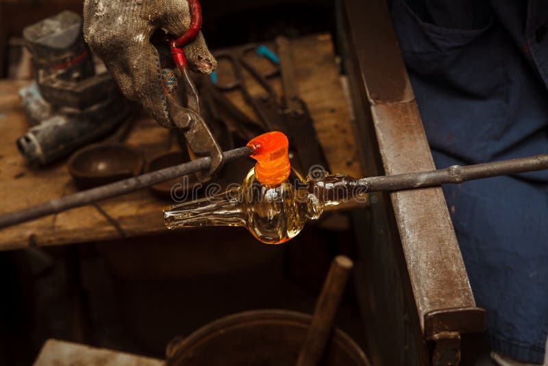 Glass Artist in Her Workshop Making Glassware Stock Photo - Image of ...