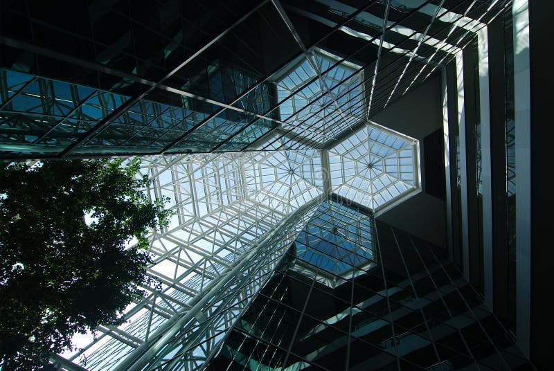 In a Glass Atrium stock photo. Image of steel, foyer, highrise - 5165300