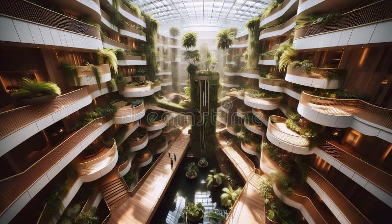 A Glass Atrium with Hanging Gardens, Ai Generated Image Stock ...
