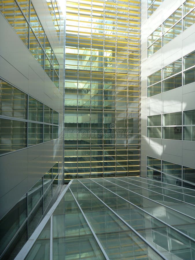 Atrium of an Office Building Stock Photo - Image of glass, people ...