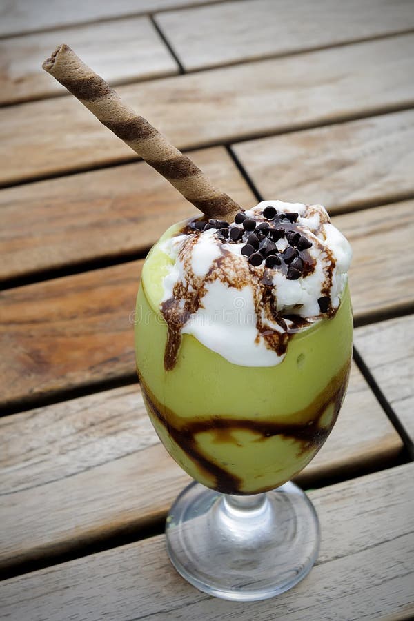 A Glass of Avocado Float on the Table Stock Photo - Image of recipe ...
