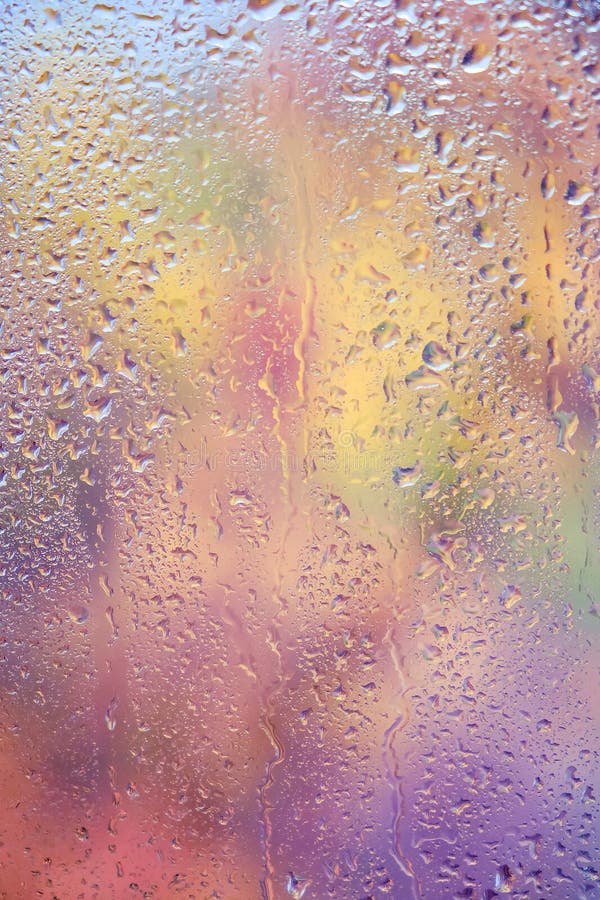 Glass Background with Large Raindrops. Autumn Window with the Texture ...