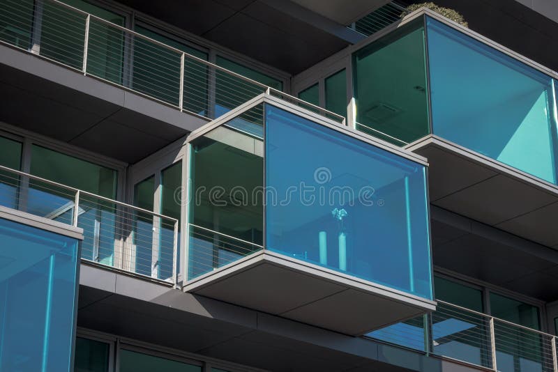 Glass Balcony stock image. Image of facade, office, reflection - 30325373