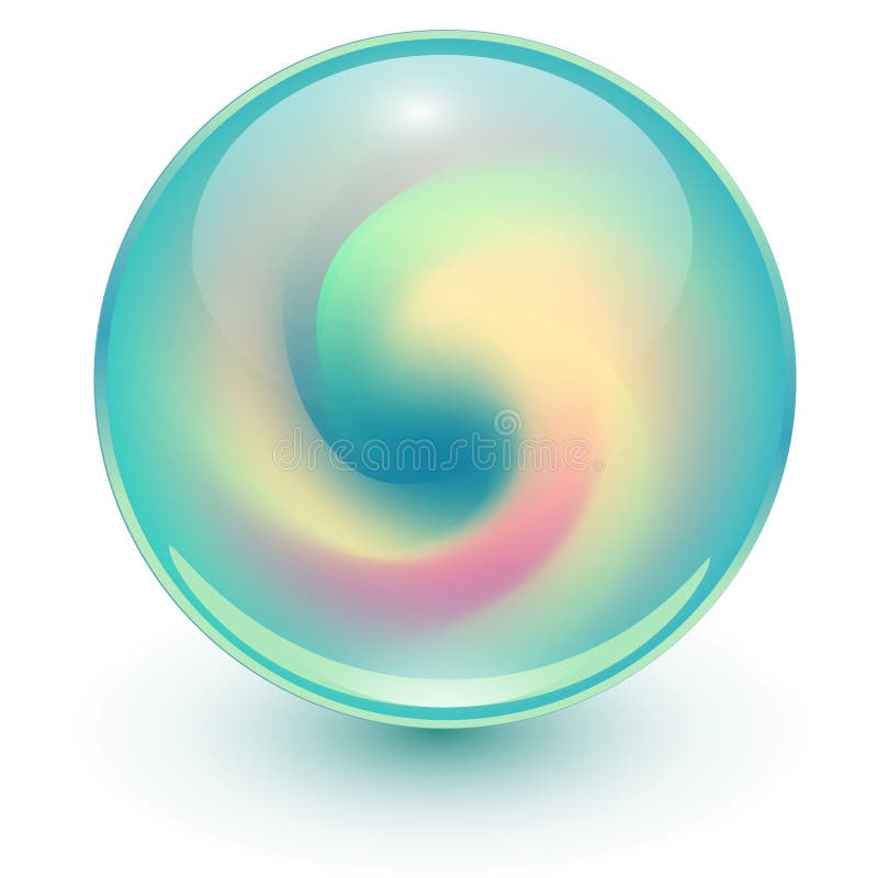 Glass Ball with Abstract Spiral Shape Inside, Shiny Sphere with ...