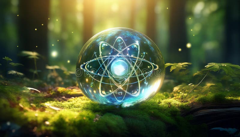 Glass Ball with Atom Pattern Stock Illustration - Illustration of ...