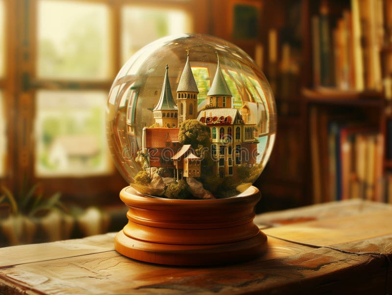 Glass Ball with a Castle Inside Stock Illustration - Illustration of ...