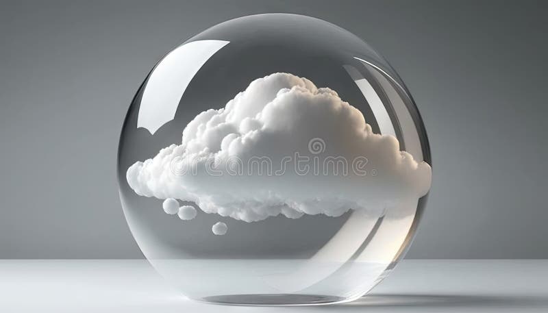 A Glass Ball with a Cloud Inside of it on a Table Stock Image - Image ...