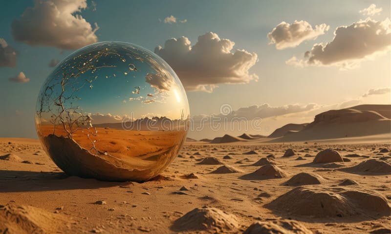 Glass ball in the desert stock image. Image of scenic - 330595741