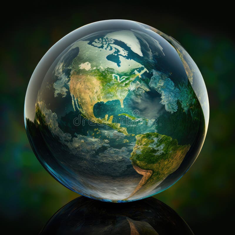 A Glass Ball with an Earth Globe Inside. Created with Generative AI ...