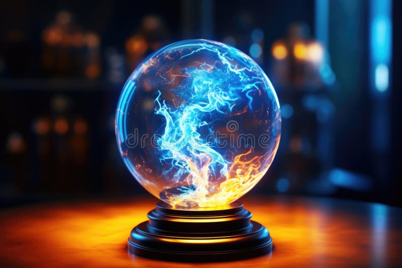 Glass Ball with Electric Current Discharges Inside Stock Illustration ...