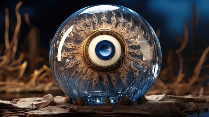 A Glass Ball with an Eye on Top, AI Stock Illustration - Illustration ...