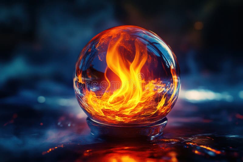 A Glass Ball with a Fire Inside of it Stock Illustration - Illustration ...
