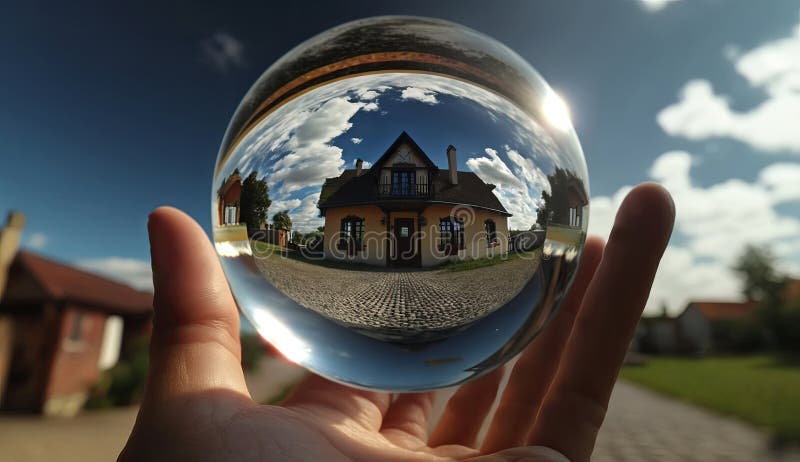 Glass ball house. stock photo. Image of home, bright - 316214256