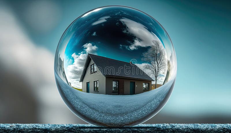 Glass ball house. stock image. Image of sphere, people - 316215225