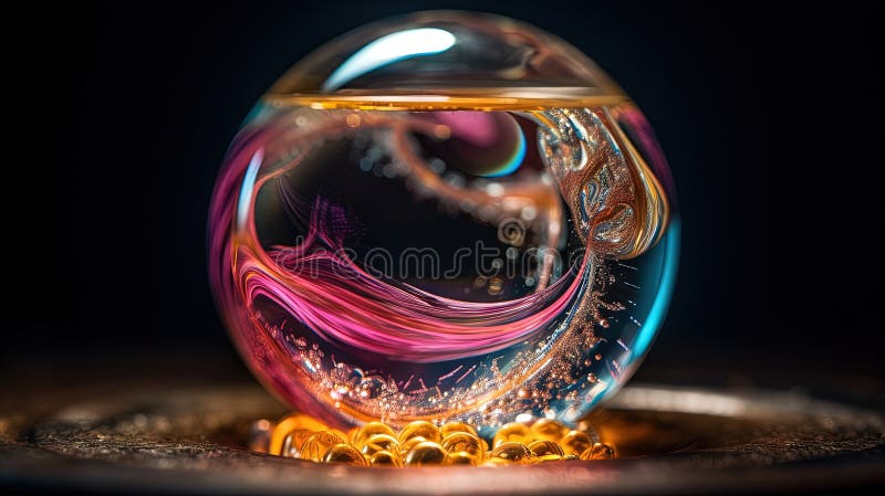 A Glass Ball with a Liquid Inside of it on a Table Stock Image - Image ...